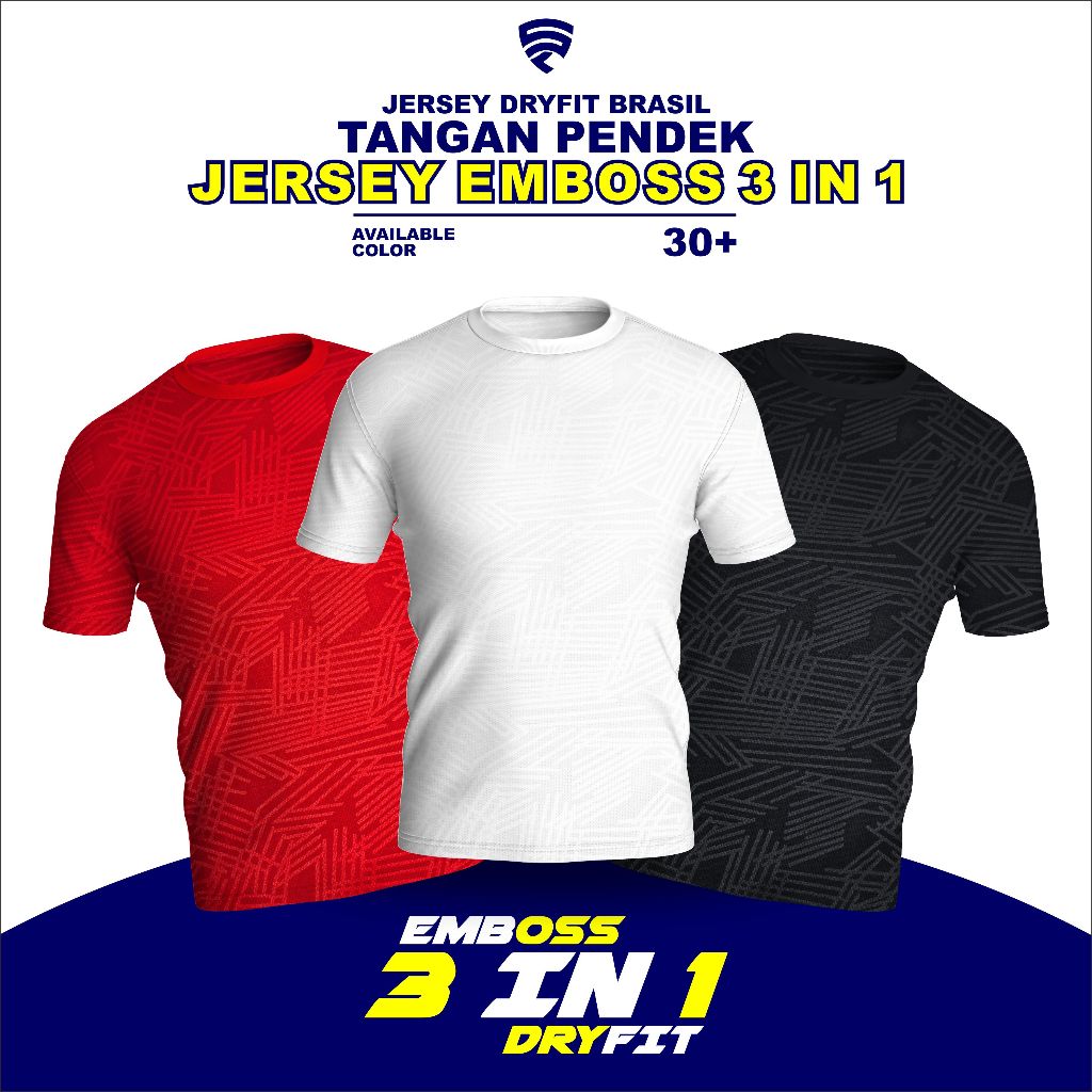Jual Paket Kaos Jersey Emboss 3in1 Premium - Cocok Buat OOTD, Olahraga ...