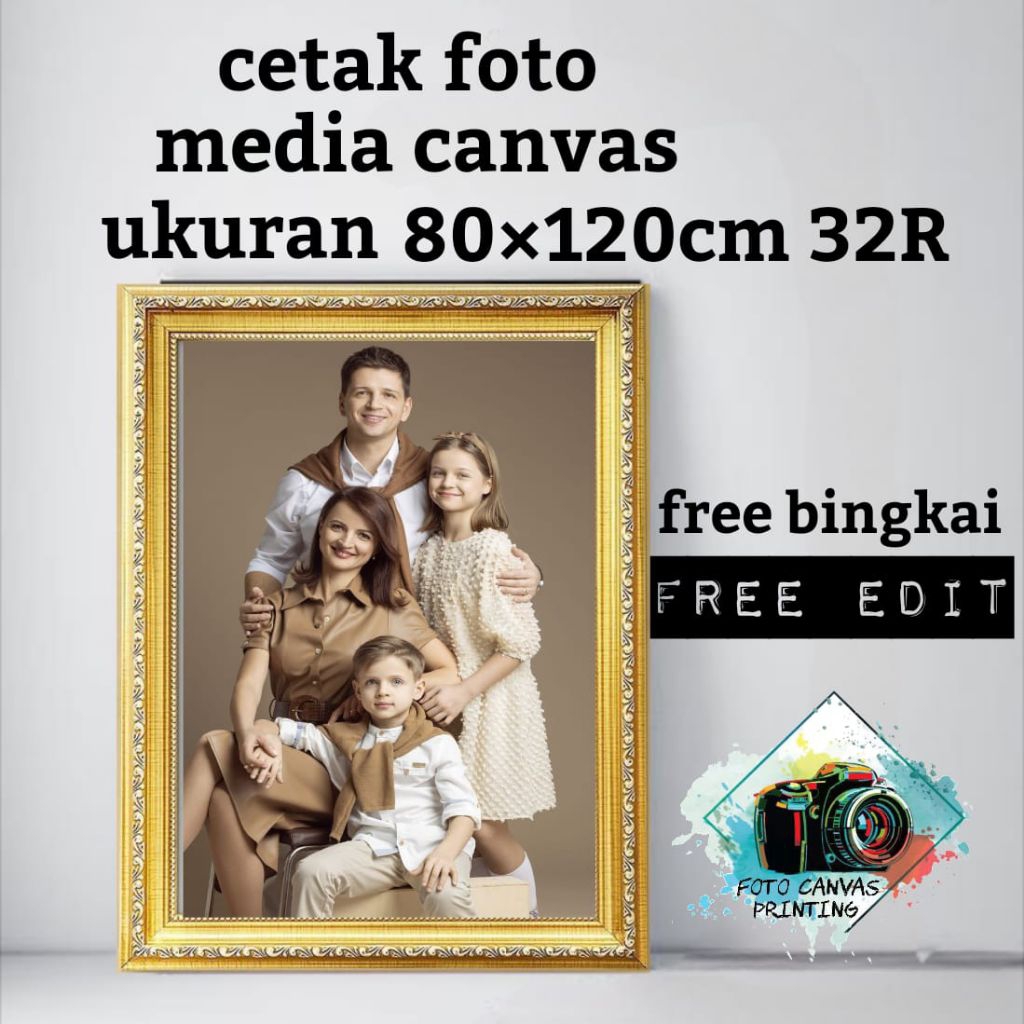 Jual cetak foto media canvas ukuran 80×120cm 32R free bingkai motif ukir | Shopee Indonesia