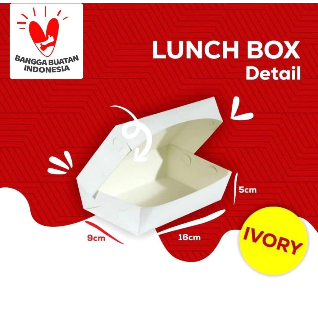 Jual SKC [ISI 50PCS] PAPER LUNCH BOX Ivory Food Grade Model Lipat Selip ...