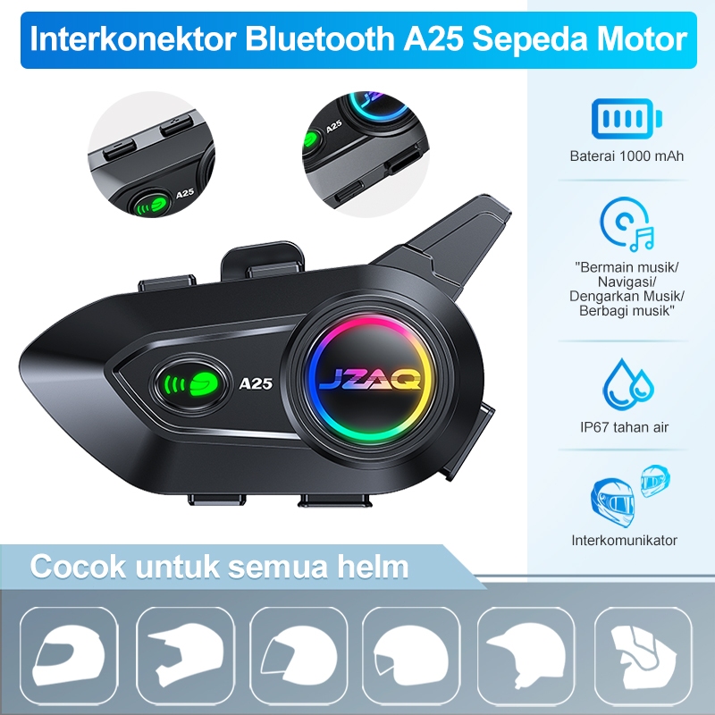 Jual 【Harga terendah】JZAQ Intercom Headset A25 Motorcycle Helmet ...