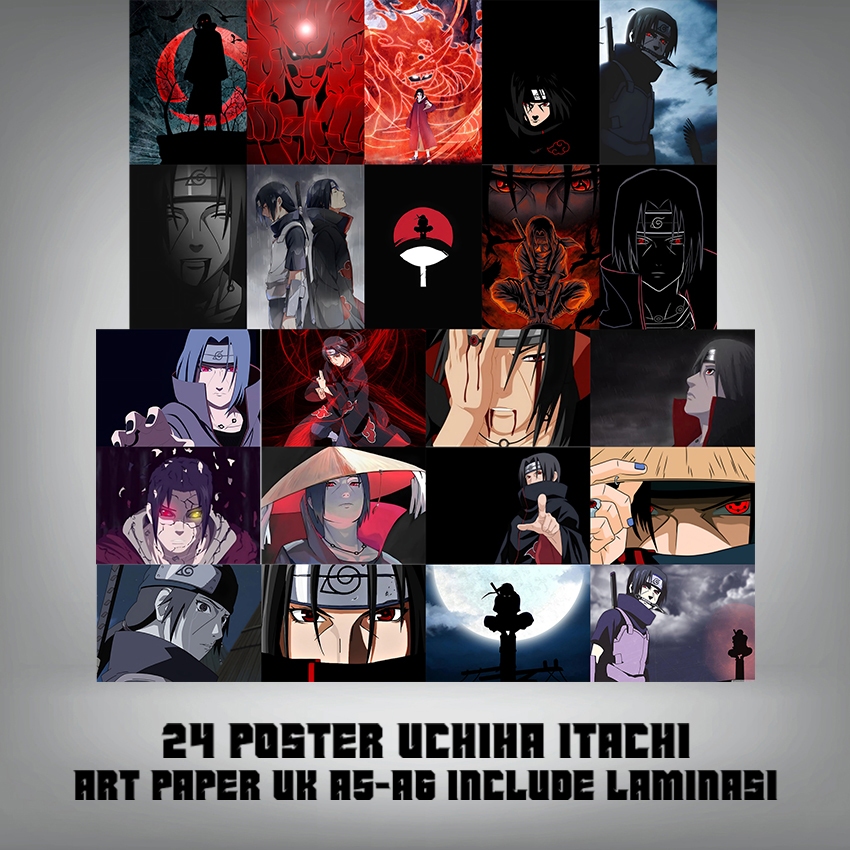 Jual paket 24 poster uchiha itachi art paper uk a5-a6 include laminasi ...