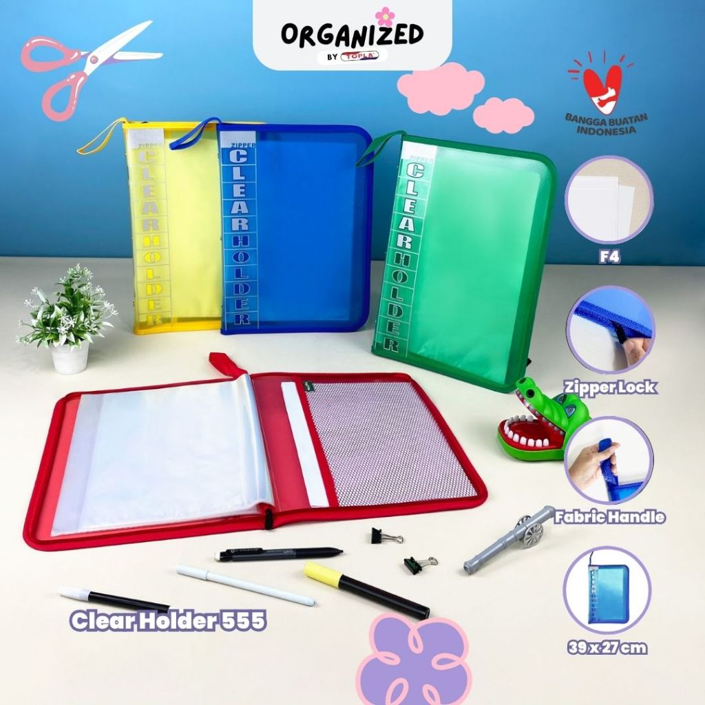 Jual Topla clear holder 555 map dokumen resleting file folder berkas ...