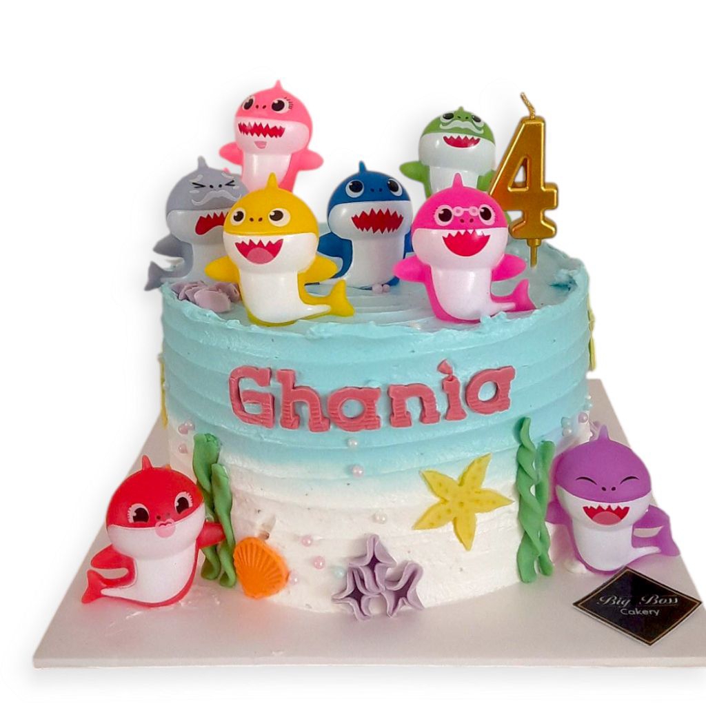 Jual BABY SHARK FISH BUTTERCREAM BIRTHDAY CAKE WITH TOYS ALL IN ...