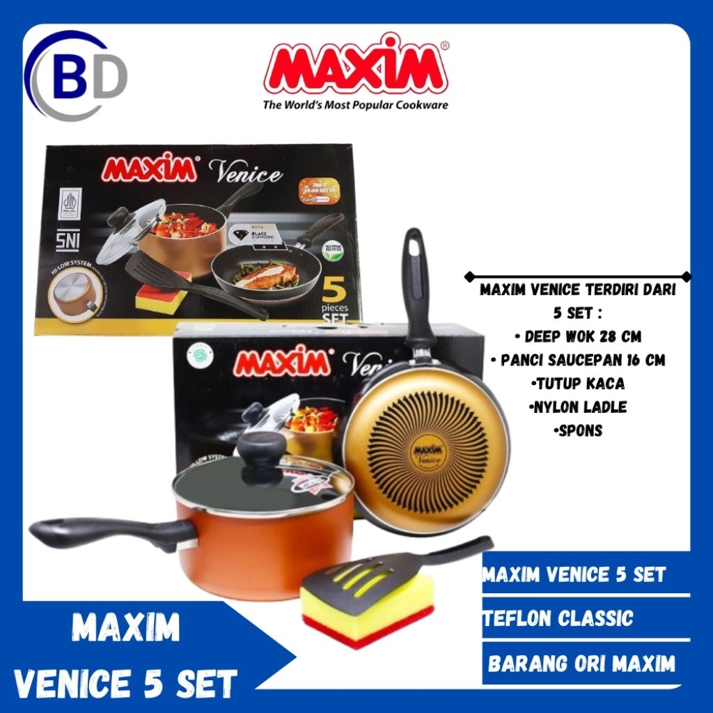 Jual MAXIM Venice Wajan Teflon Set | Shopee Indonesia