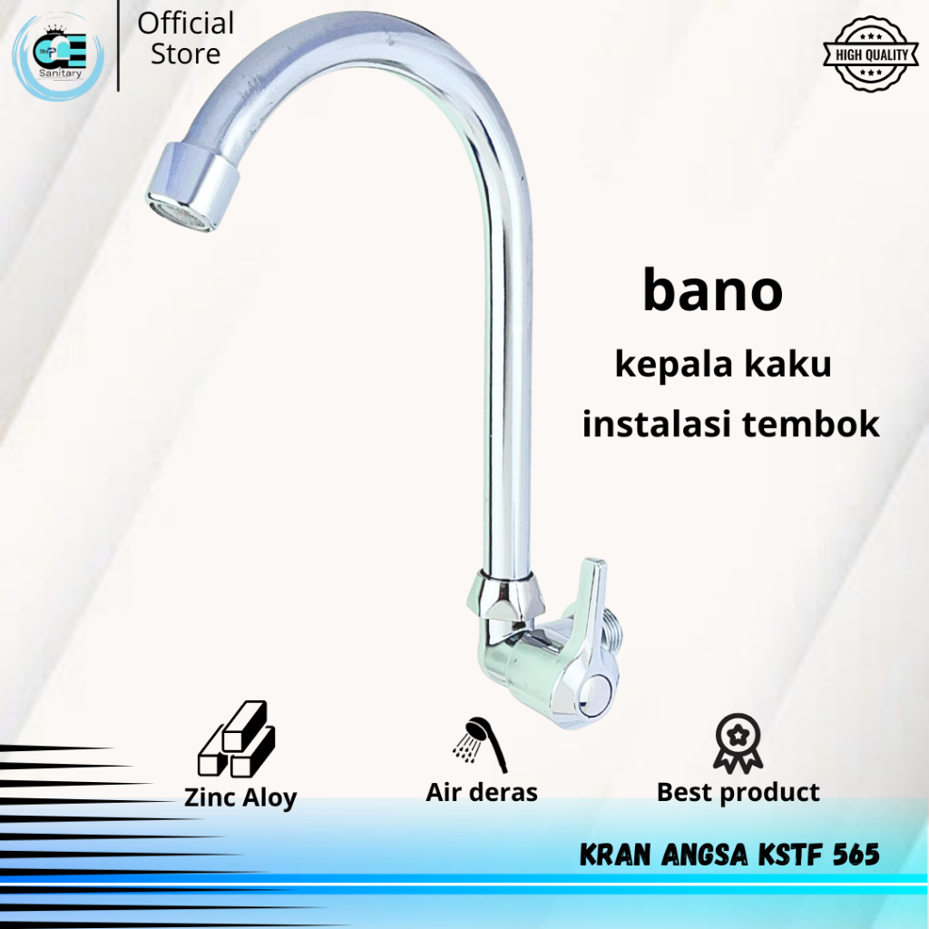 Jual Kran Angsa Kaku Tembok/ kran Cuci Piring Drat 1/2 Handle lurus ...