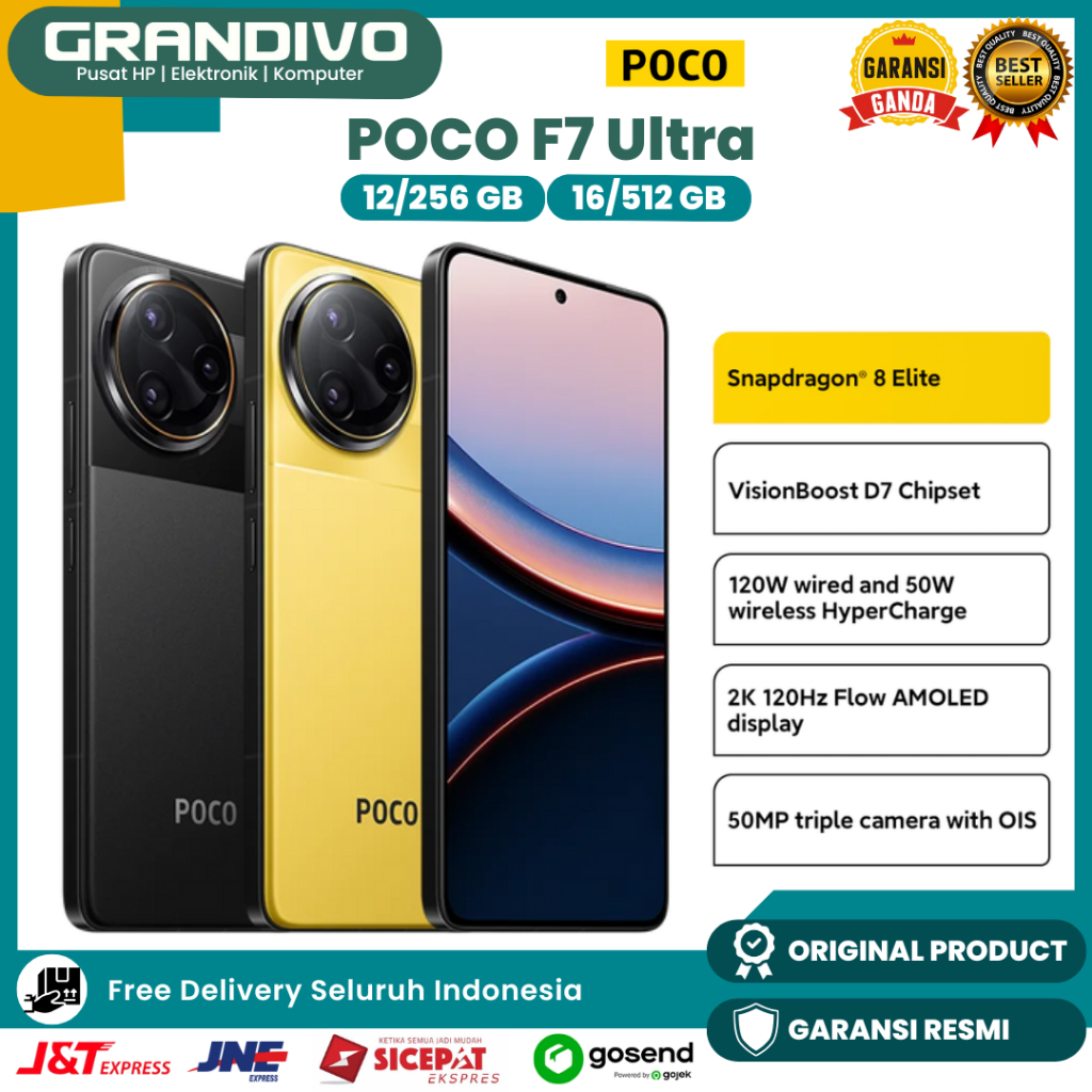 Jual POCO F7 Ultra 16/512GB Snapdragon 8 Elite 50MP Triple Cam 120W/50W wireless HyperCharge 2K ...