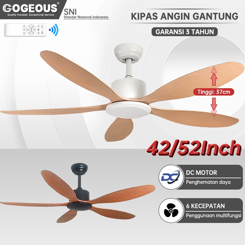 Jual COD Kipas Angin Gantung Remote Control Ruang Tamu DC 52 Inch 6 ...