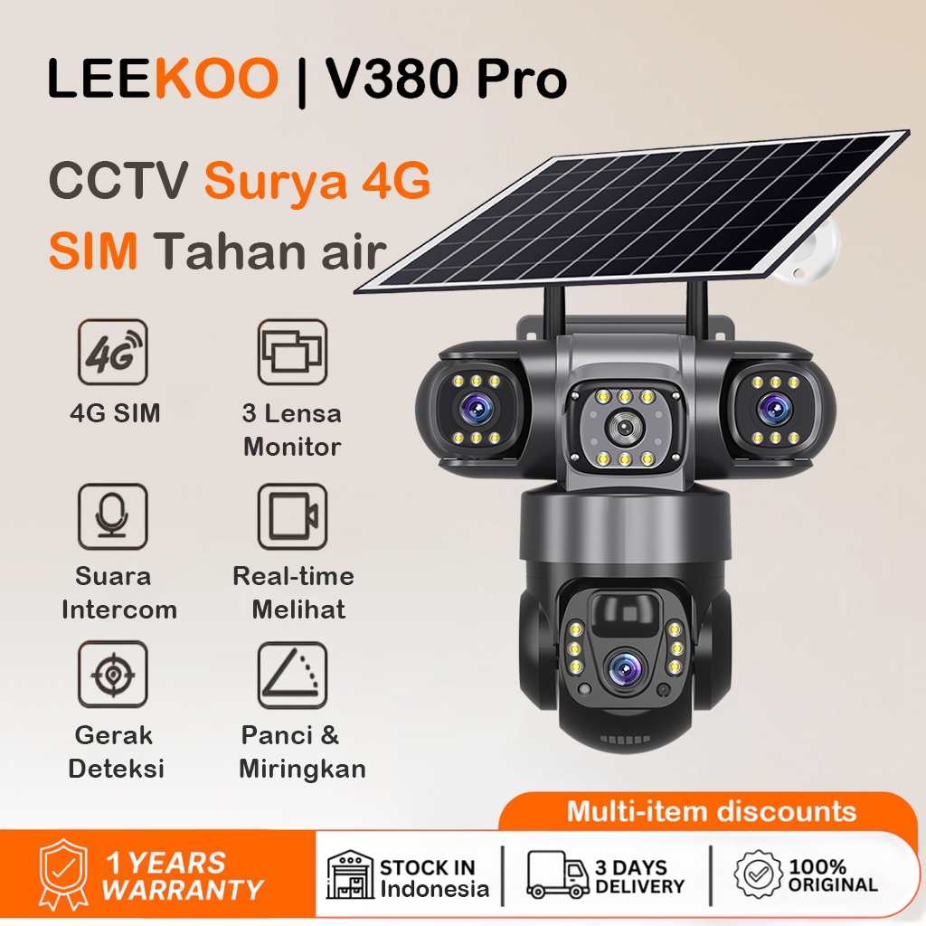 Jual V380 Pro CCTV Kamera Tiga Lensa Yang Sesungguhnya 4K Penglihatan ...