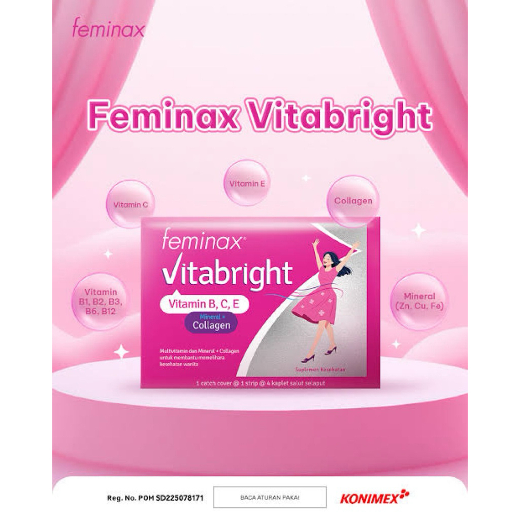 Jual Feminax Vitabright|strip 4 tab multi vitamin|Menstruasi lancar ...