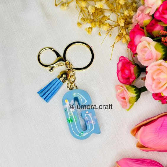 Jual Keychain Huruf Alphabet Baby Blue Color | Gantungan Kunci Huruf ...