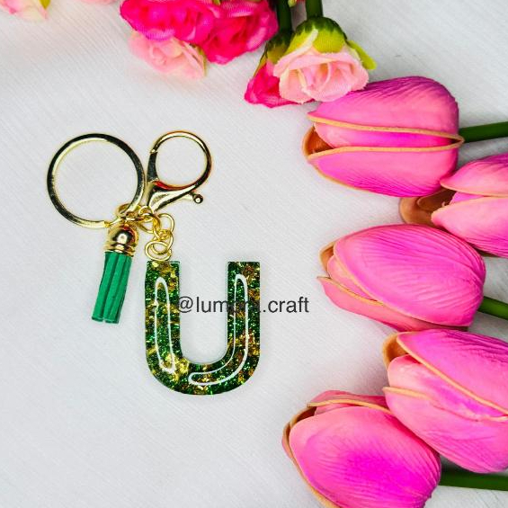 Jual Keychain Huruf Alphabet Emerald Green | Gantungan Kunci Huruf ...