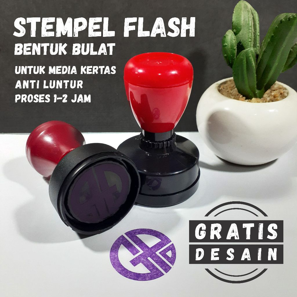 Jual Stempel Flash Otomatis Custom Desain Bentuk Bulat | Shopee Indonesia
