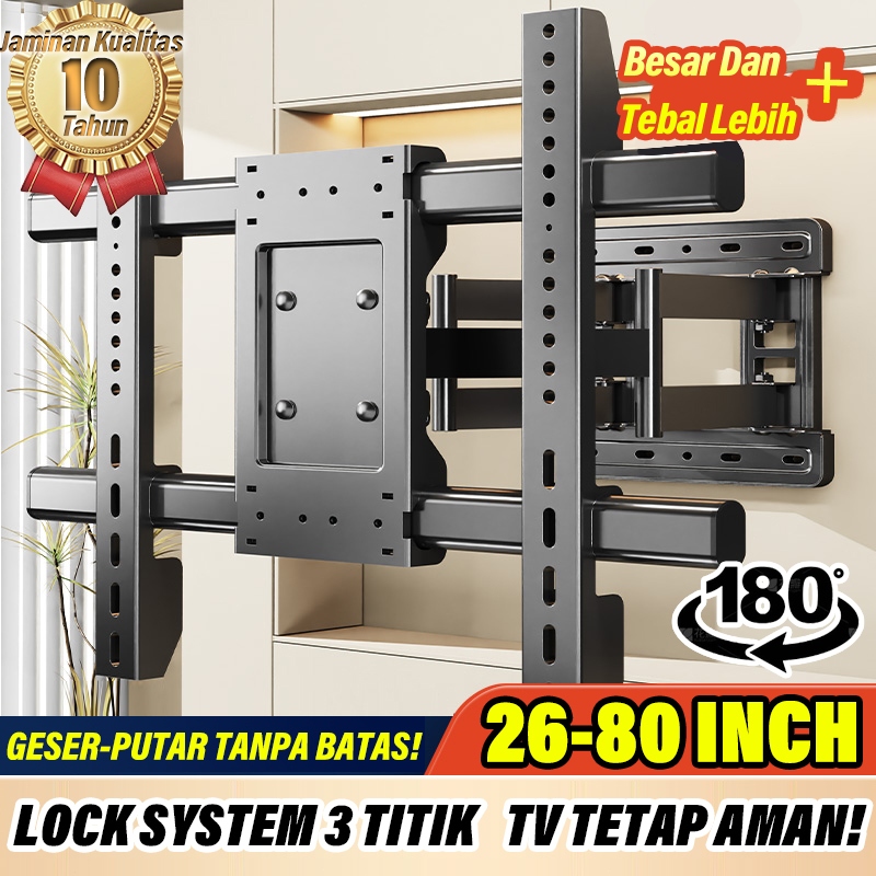 Jual [Putar 180° & Hemat Ruang] TV Bracket Rotasi Bracket TV Alumunium ...