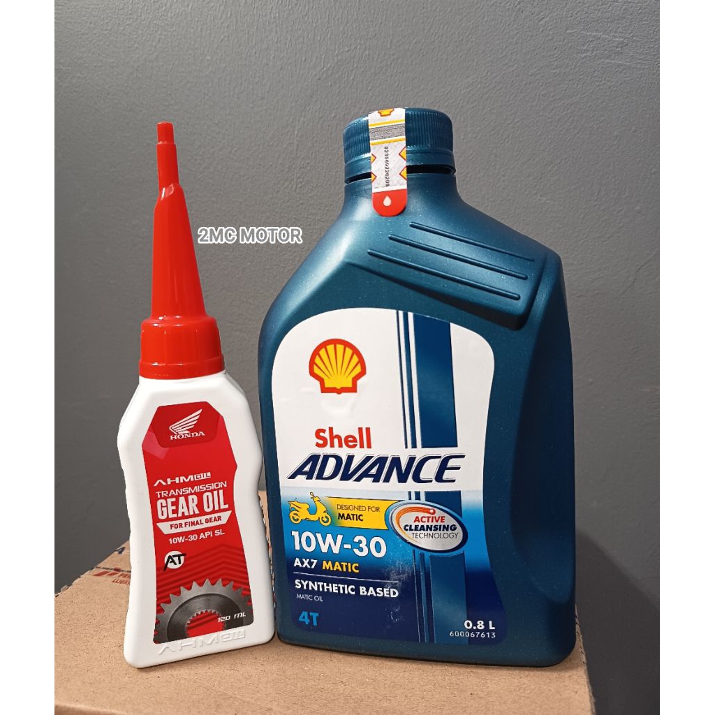 Jual Paket Oli Shell Advance AX7 Matic 10W-30 800ML/0.8L/Plus AHM Gear ...