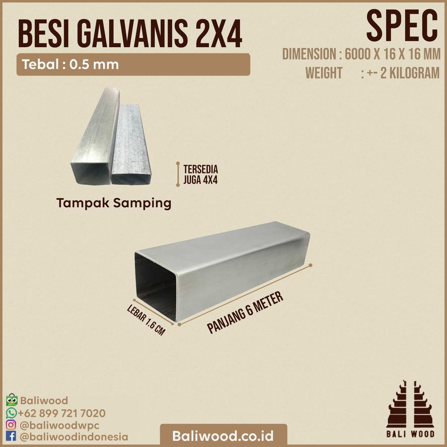 Jual Besi Hollow / holo galvanis 2x4 untuk WPC Decking kayu tulangan ...