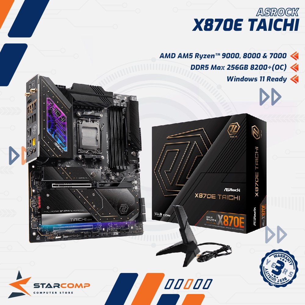 Jual ASRock X870E Taichi AM5 AMD X870 DDR5 USB3.2 Type-C SATA3 | Shopee ...