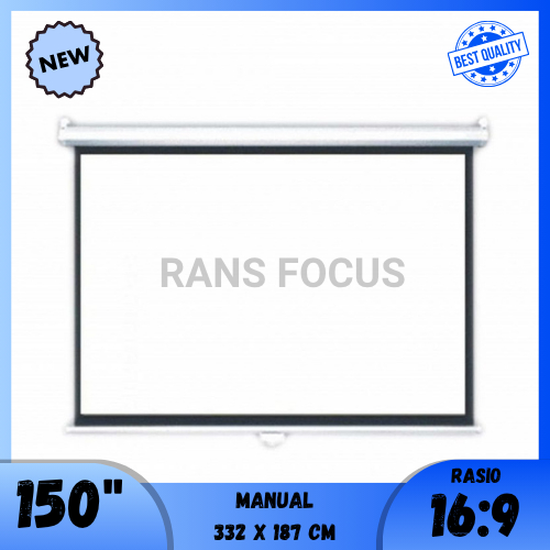 Jual Layar Proyektor Wall Manual 150 inch rasio 16:9 | Screen projector ...