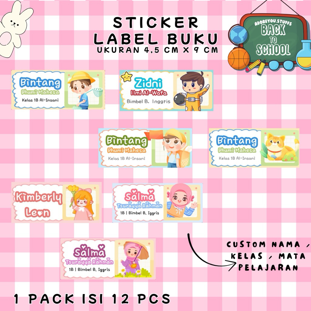 Jual [ BACK TO SCHOOL ] STICKER LABEL BUKU CUSTOM ( 12 PCS ) / STICKER ...