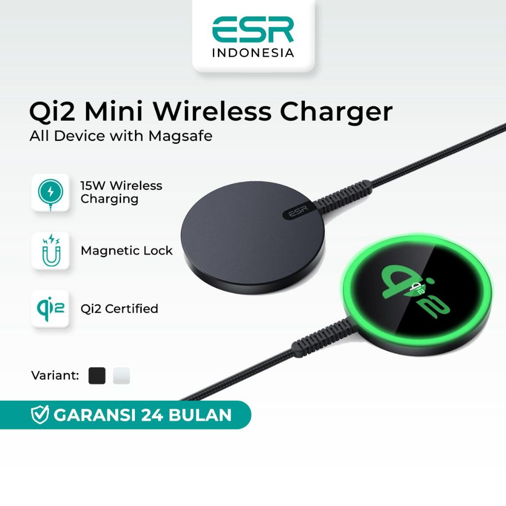 Jual ESR Qi2 15W Mini Wireless Charger HaloLock Magsafe Magnetic Pengisi Daya Handphone Portable ...