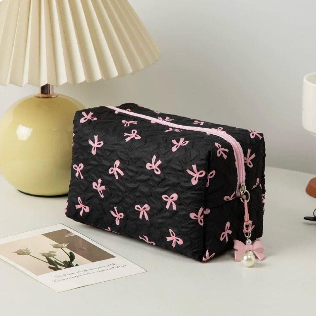 Jual PINKY ROW - Coquette Ribbon Suzy Ribbon Pouch - Make Up Pouch ...