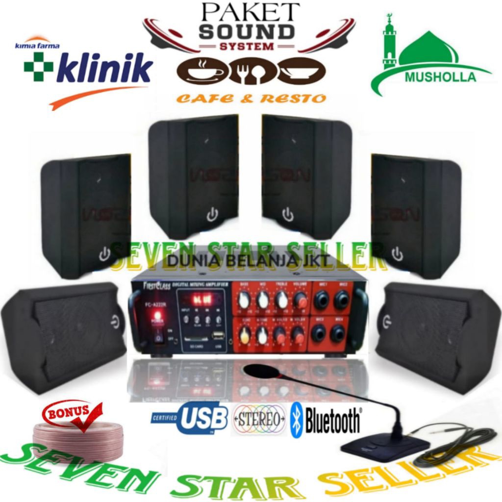 Jual PAKET SOUND CAFE RESTO INDOOR SPEAKER 4 INCH AMPLIFIER USB ...