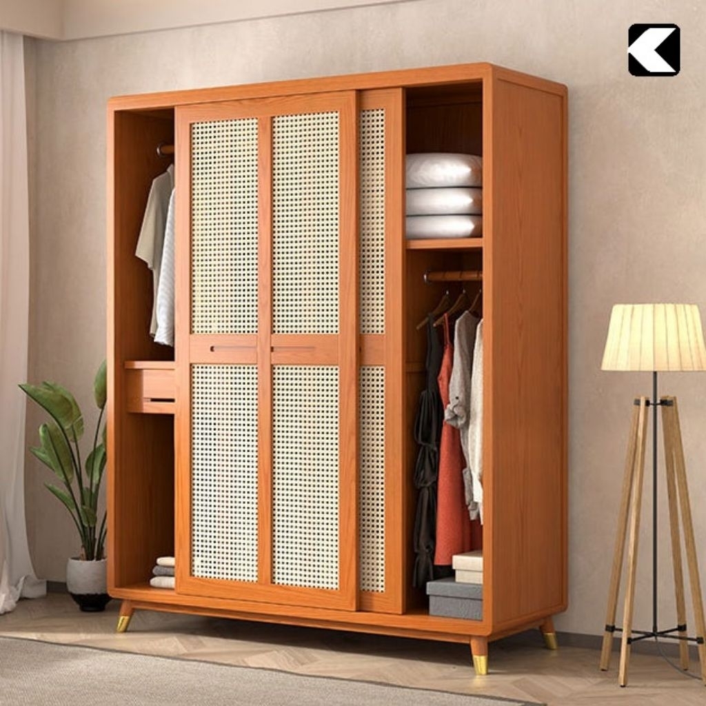 Jual LEMARI PAKAIAN ROTAN MINIMALIS 2 PINTU SLINDING GESER LEMARI ...