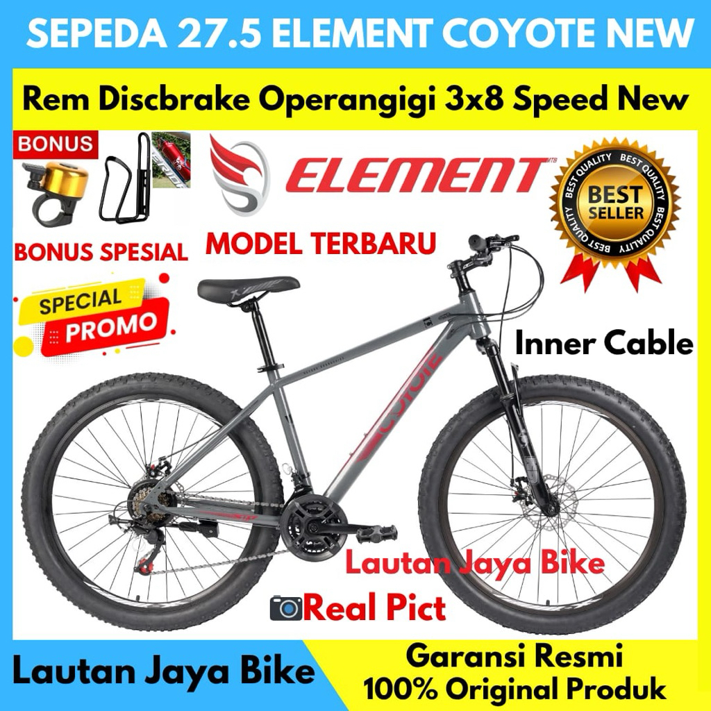 Jual Sepeda Gunung 27.5 ELEMENT Coyote 21 Speed Disc Brake Free ...