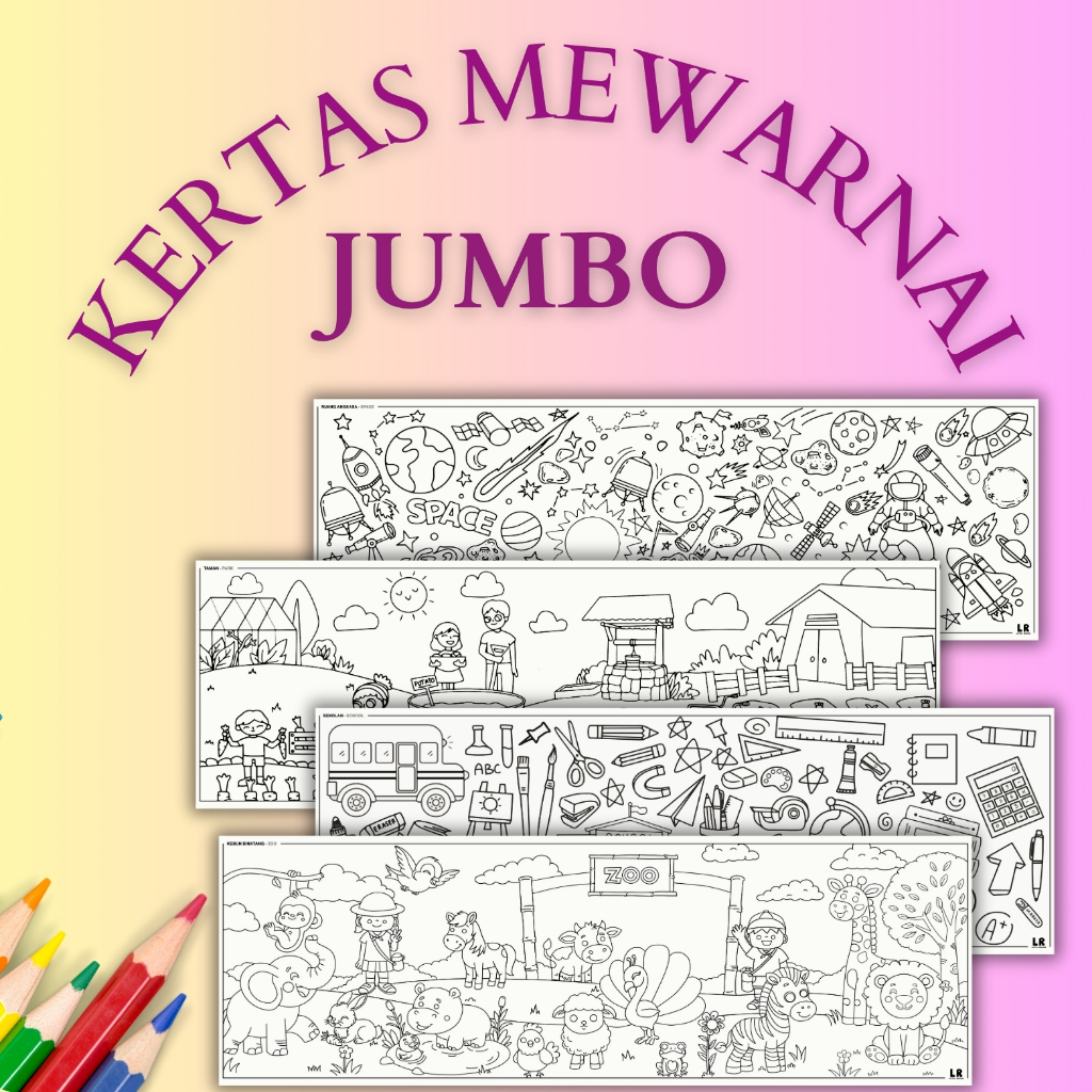 Jual Kertas Mewarnai Raksasa / Mewarnai Stiker Rol / Giant Coloring Page Drawing Paper Anak TK ...