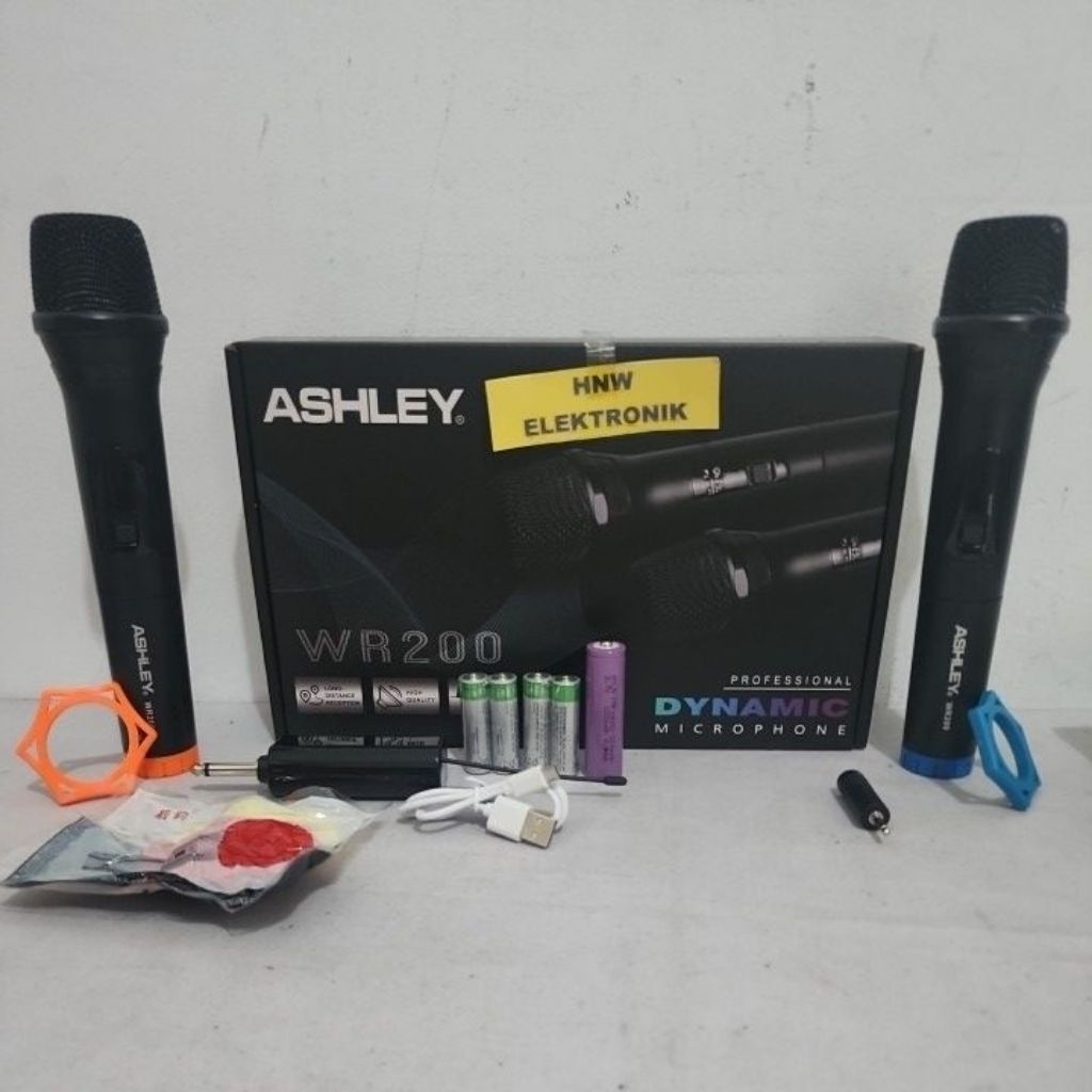 Jual mic Dynamic Ashley WR200 wireless nirkabel isi 2 mic pegang ...