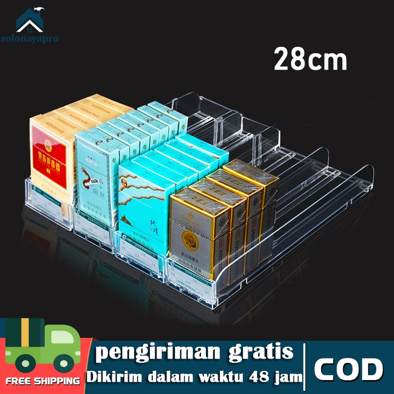 Jual 6 Pcs RAK PUSHER ROKOK ACRILIK BENING OTOMATIS DISPLAY MINIMARKET ...