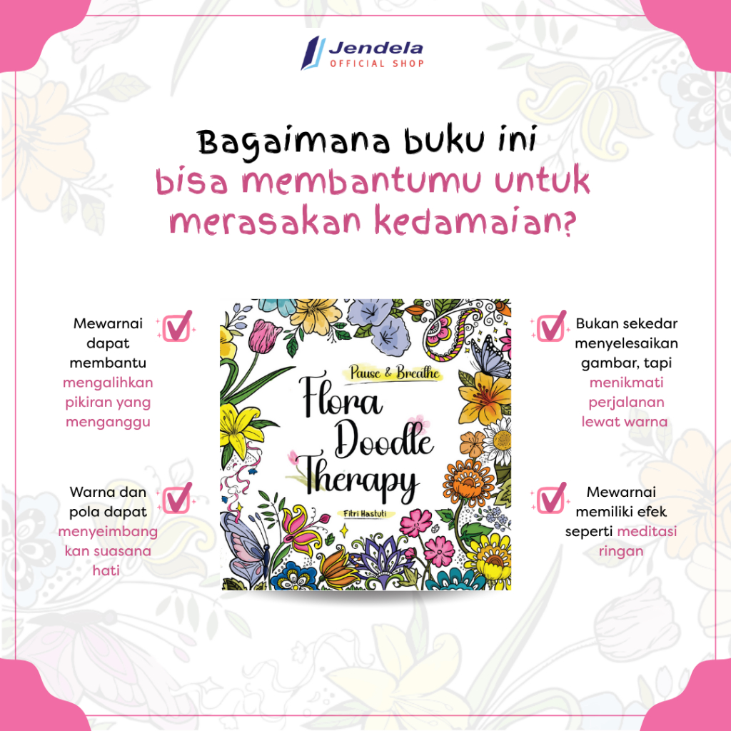Jual Buku Art Coloring Doodle Flora Therapy Pause & Breathe Buku ...