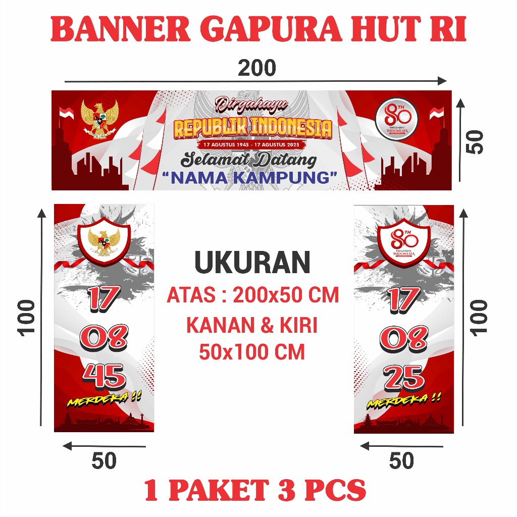 Jual BANNER HUT RI 80_BANNER GAPURA 17 AGUSTUSAN_200x50 & 50x100 ...