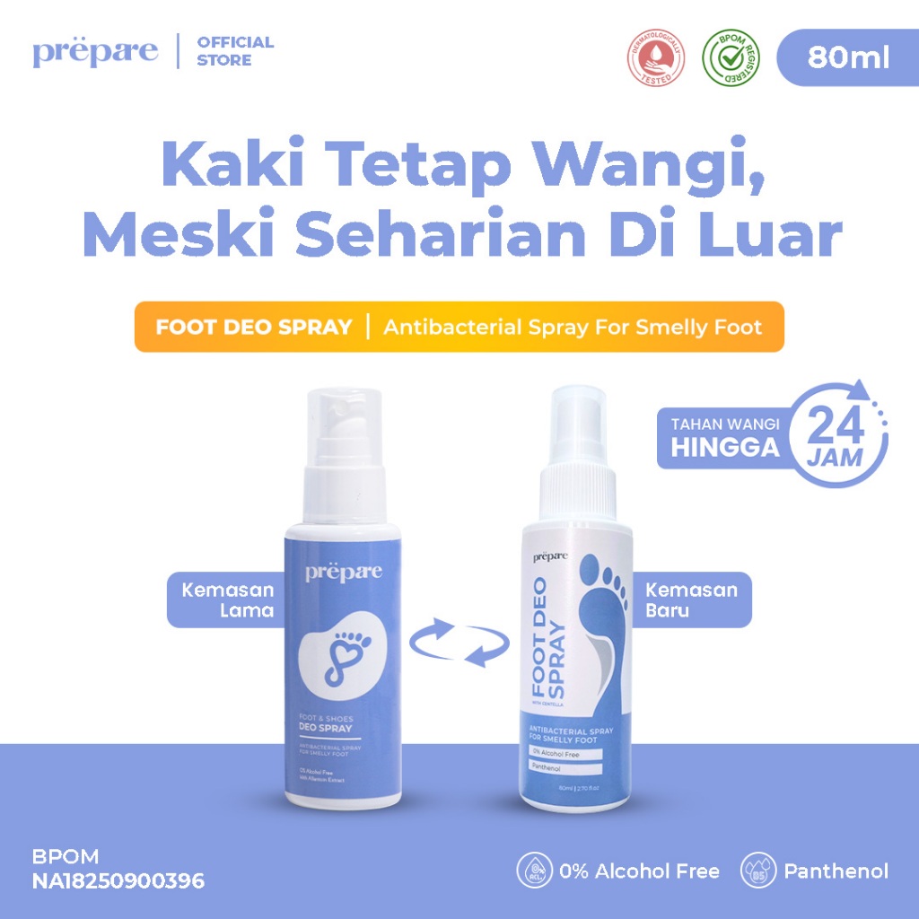 Jual PREPARE Foot Spray Penghilang Bau Kaki Obat Jamur Kaki Penghalus ...