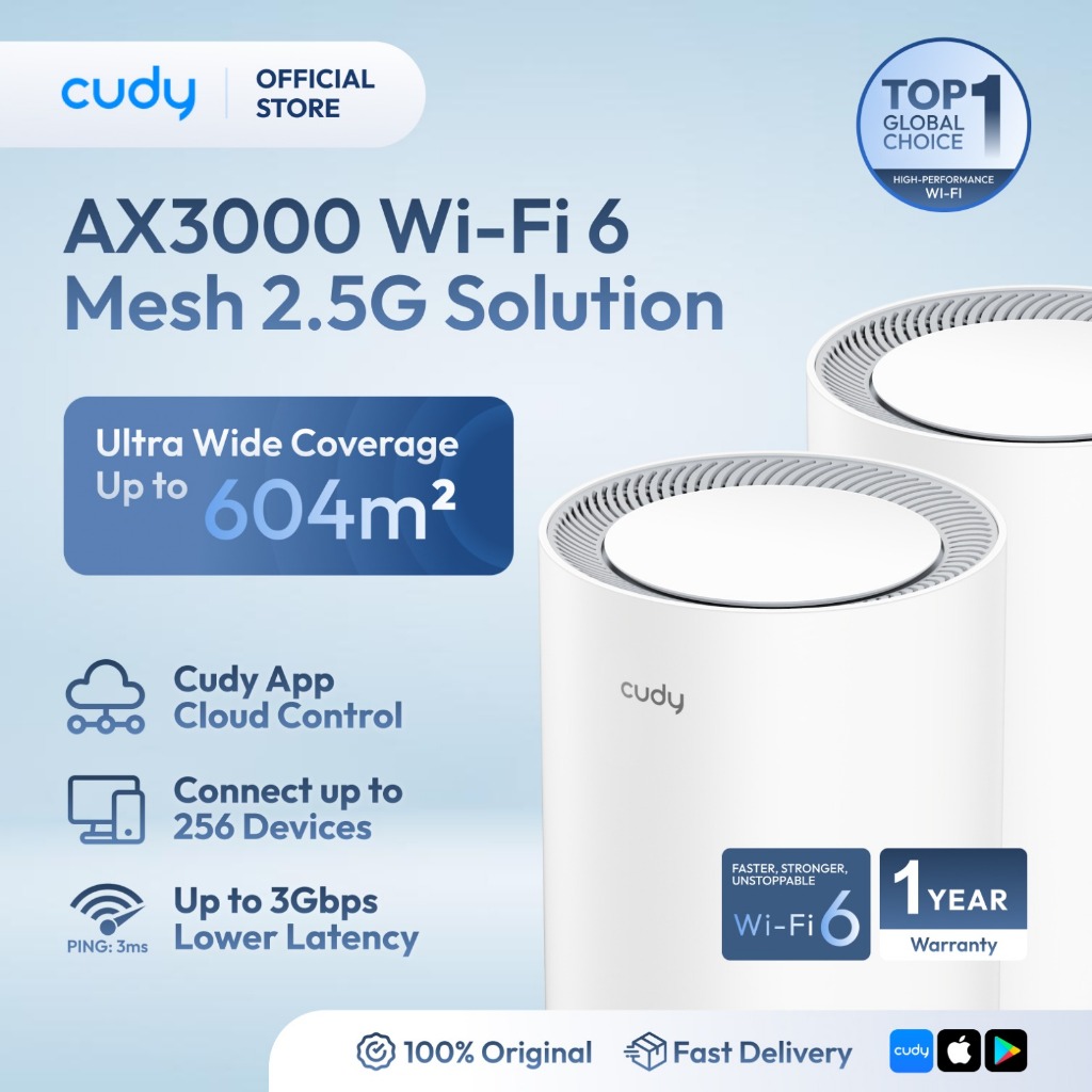 Jual Cudy M3000 2 Pack Cudy M3000 2 Pack Mesh WiFi 6 Router AX3000 Dual ...