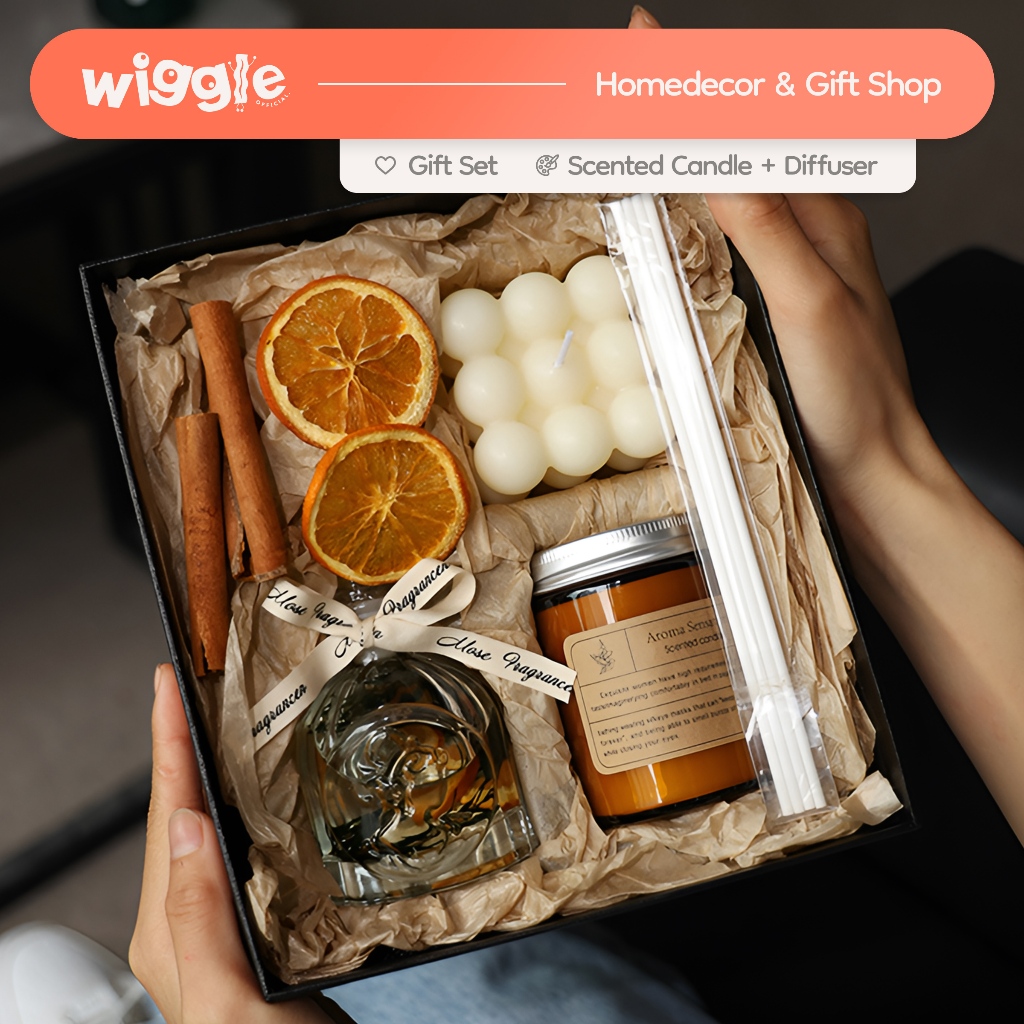 Jual Wiggle Hampers Combo Box Scented Candle Reed Diffuser Kado Unik ...