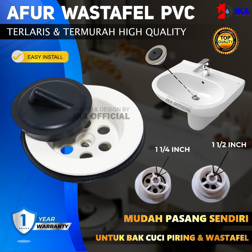 Jual Kepala Afur Wastafel Bak Cuci Piring PVC 1 1/4, 1 1/2 Inch Penutup ...
