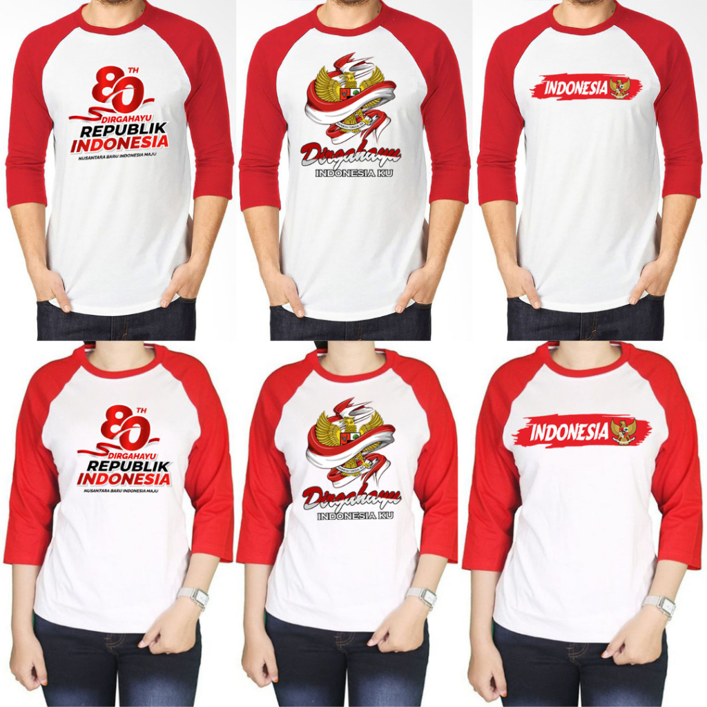Jual [SPESIAL HUT RI 17 AGUSTUS] RAGLAN VARIASI 3/4 | Kaos Raglan ...