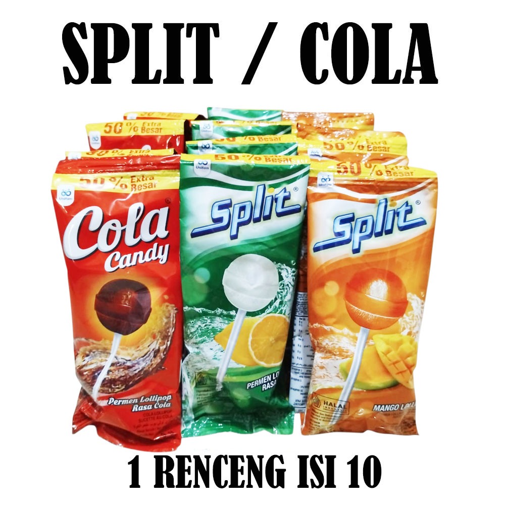Jual PERMEN LOLLIPOP COLA CANDY / SPLIT RENCENG ISI 10 | Shopee Indonesia