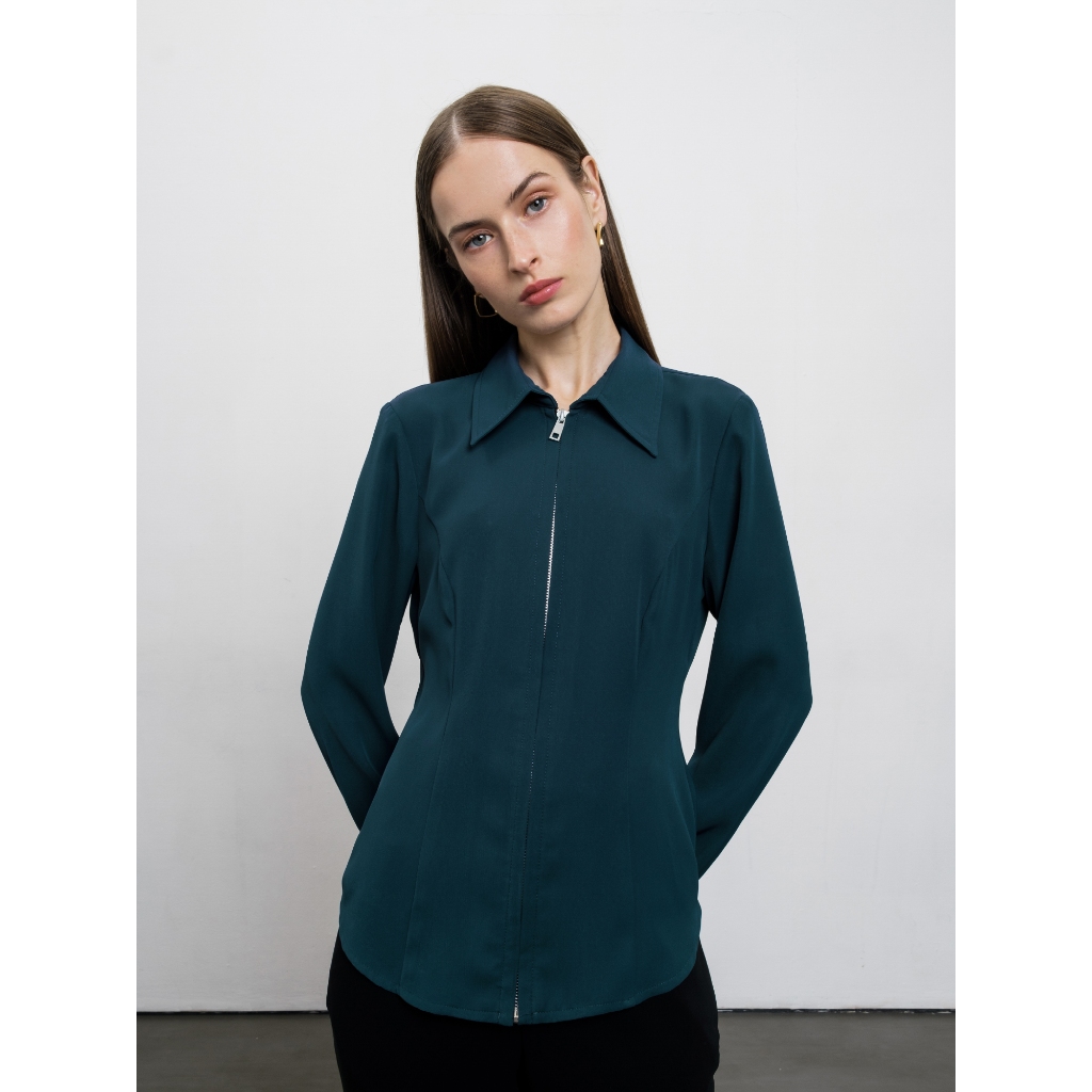 Jual INVIO Noella Zip Shirt | Kemeja Atasan Wanita - Essentia | Shopee ...