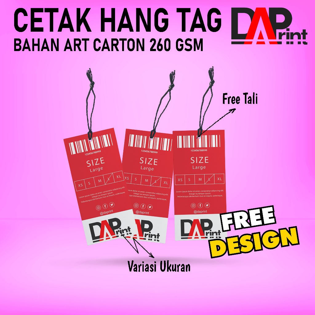Jual Cetak Label Hangtag Baju Custom Free Tali | Shopee Indonesia