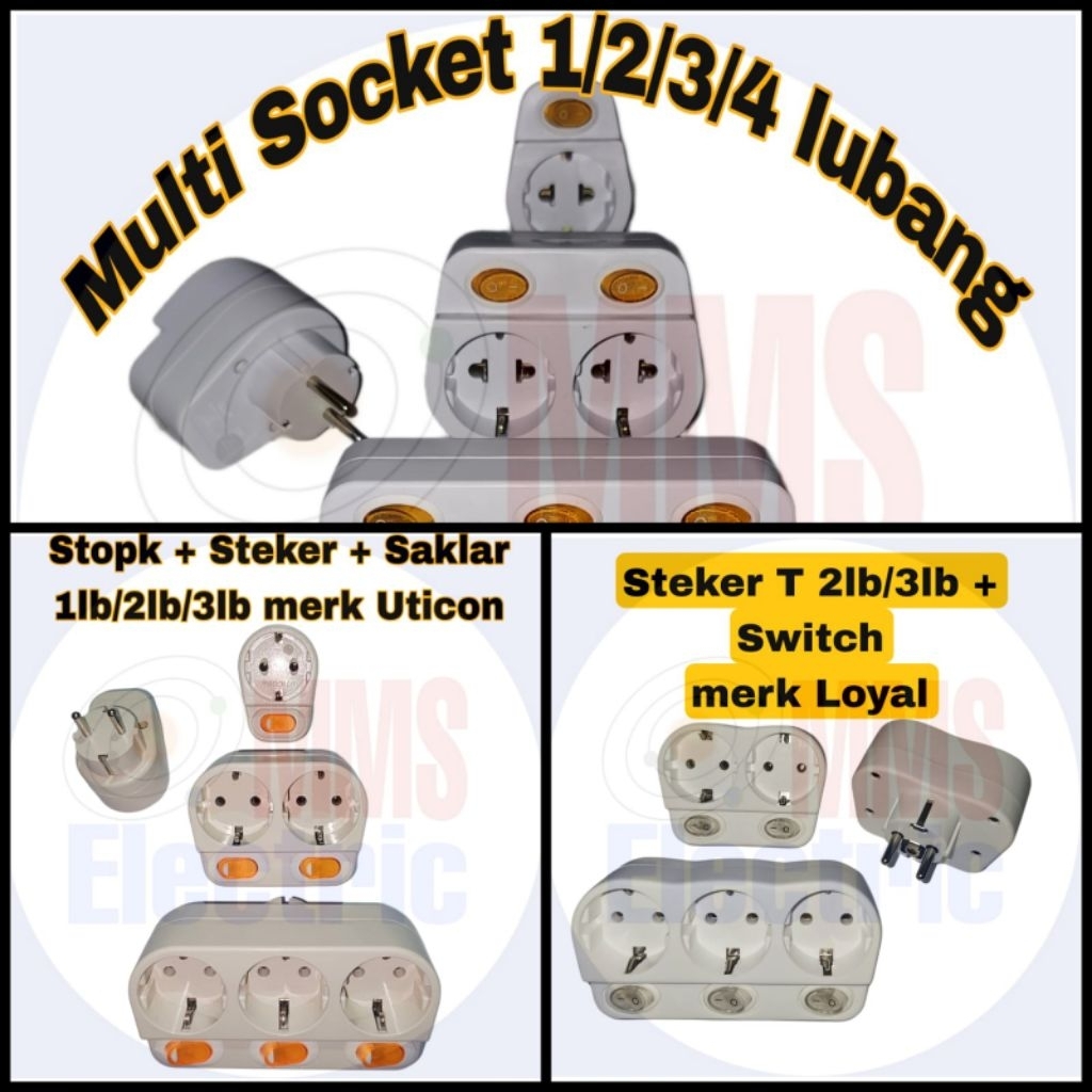 Jual TRM/Uticon/Loyal Multi Socket 1/2/3/4 lubang + switch | Shopee ...