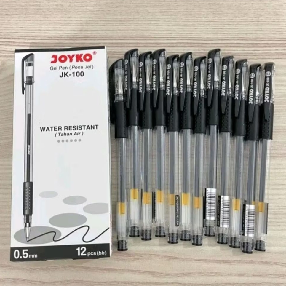 Jual (12pcs)Joyko Pulpen Gel JK-100/Mata Pena 0.5 mm /Tinta Hitam/Tahan ...