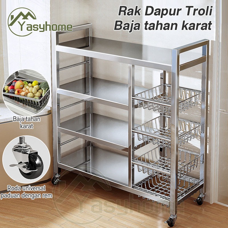 Jual Rak Dapur Susun Rak Susun Serbaguna Rak Beroda Rak Dapur Stainless ...