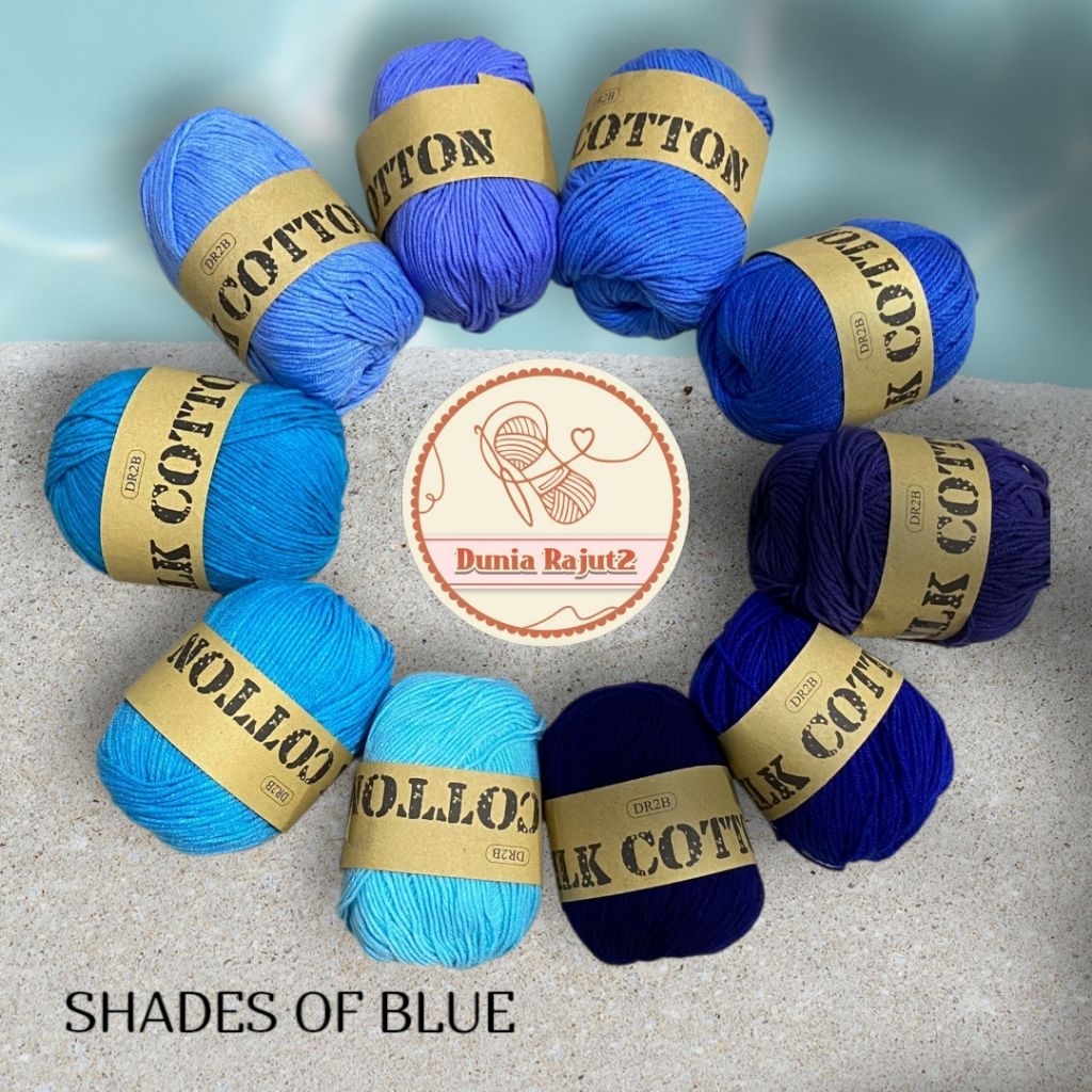 Jual Benang Rajut Import Milk Cotton 3 Ply-SHADES OF BLUE | Shopee ...