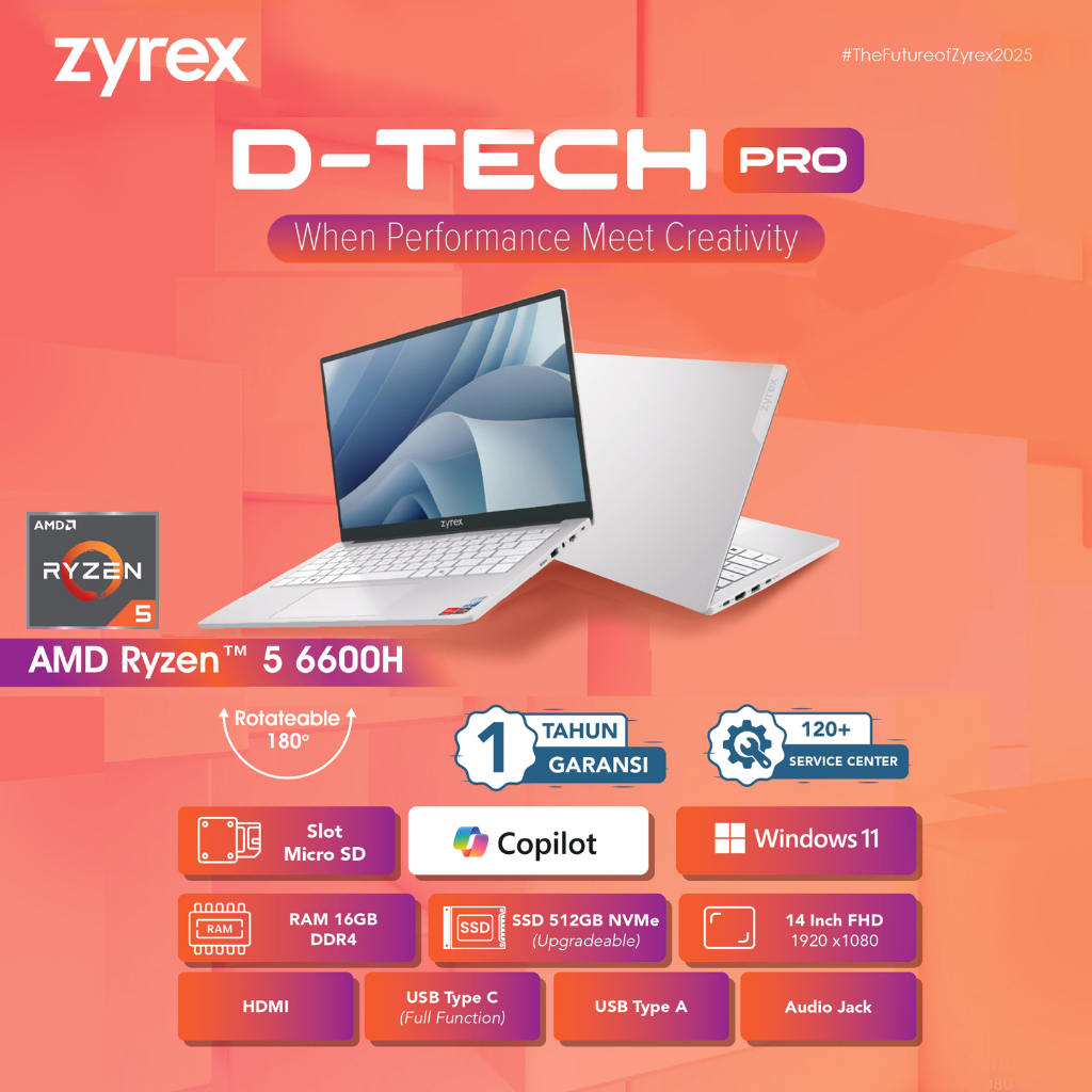 Jual Laptop Zyrex D-TECH PRO V1 RYZEN 5 6600H 16GB 512GB Windows 11 ...