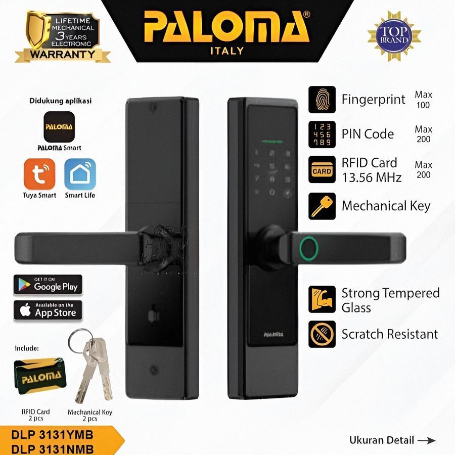 Jual PALOMA DLP 3131 Digital Lock Smart Home Kunci Pintu Rumah Door Handle WiFi Tuya Hitam Matte ...