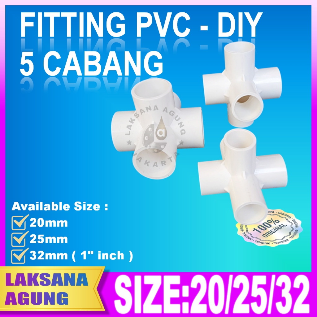 Jual 5 WAY Sambungan Fitting pipa Pvc 20mm, 25mm ,1 inch, 5 Arah Elbow ...