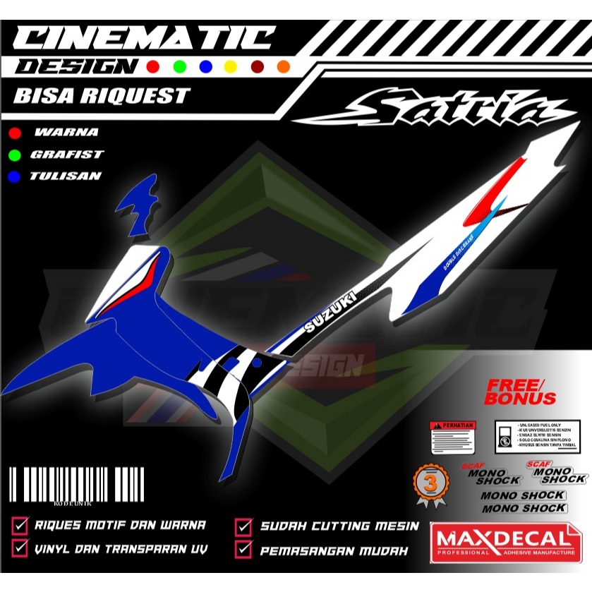 Jual sticker striping satria hiu 2tak custom 03 transparan uv (bisa ...
