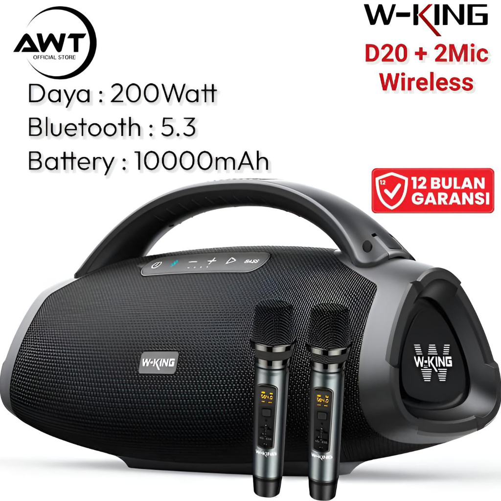 Jual Speaker Bluetooth Karaoke Portable WKING D20 2 Mic Party Box Super ...