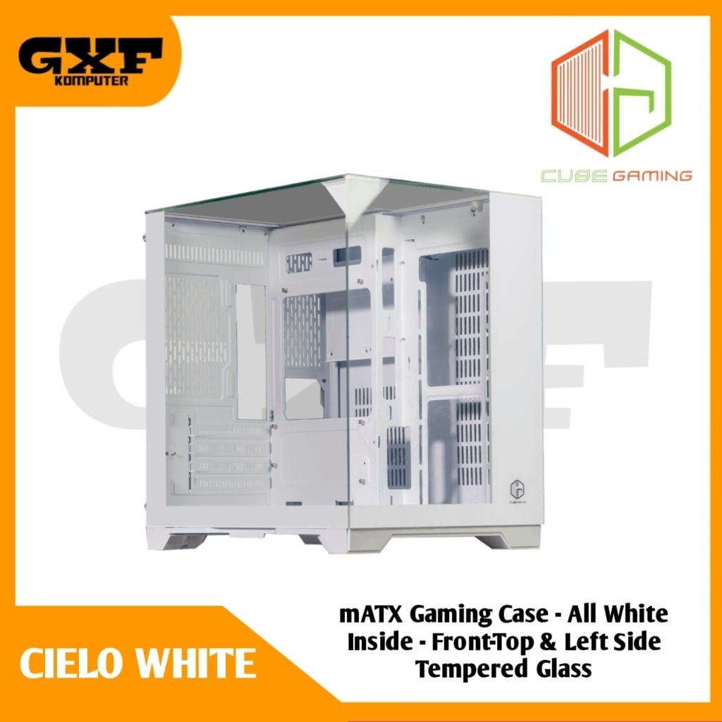 Jual CUBE GAMING PREMIUM CIELO WHITE - mATX Gaming Case - All White Inside - Front-Top & Left ...